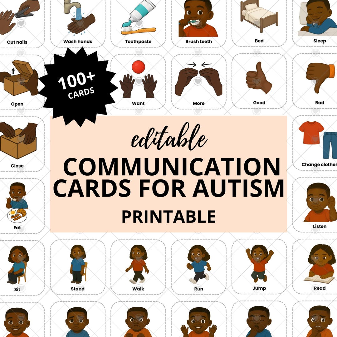 Editable Communication Cards for Autism: Visual Routine Flashcards ...