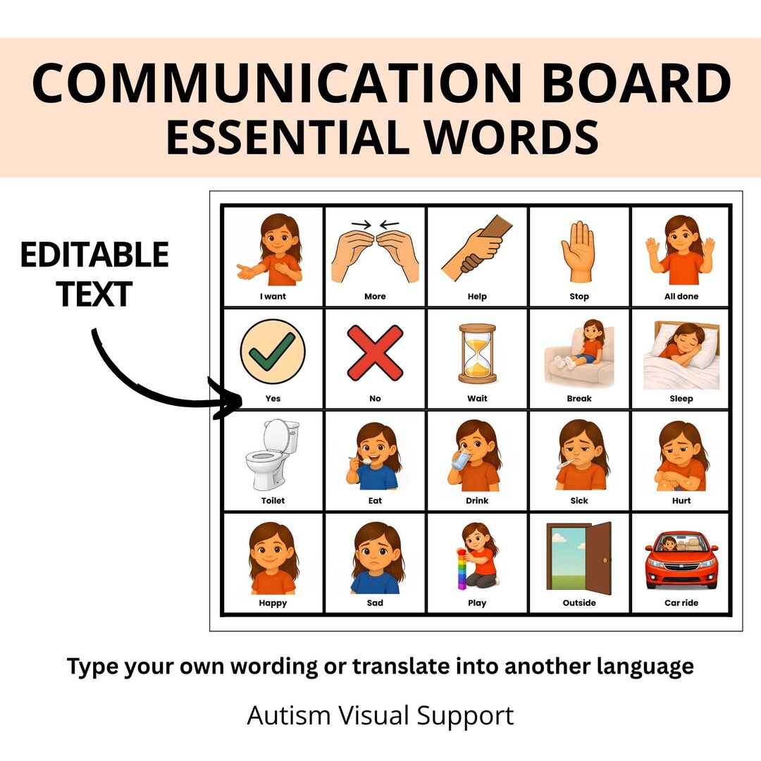 Minimal AAC Communication Board | Simple Visual Support for Autism ...