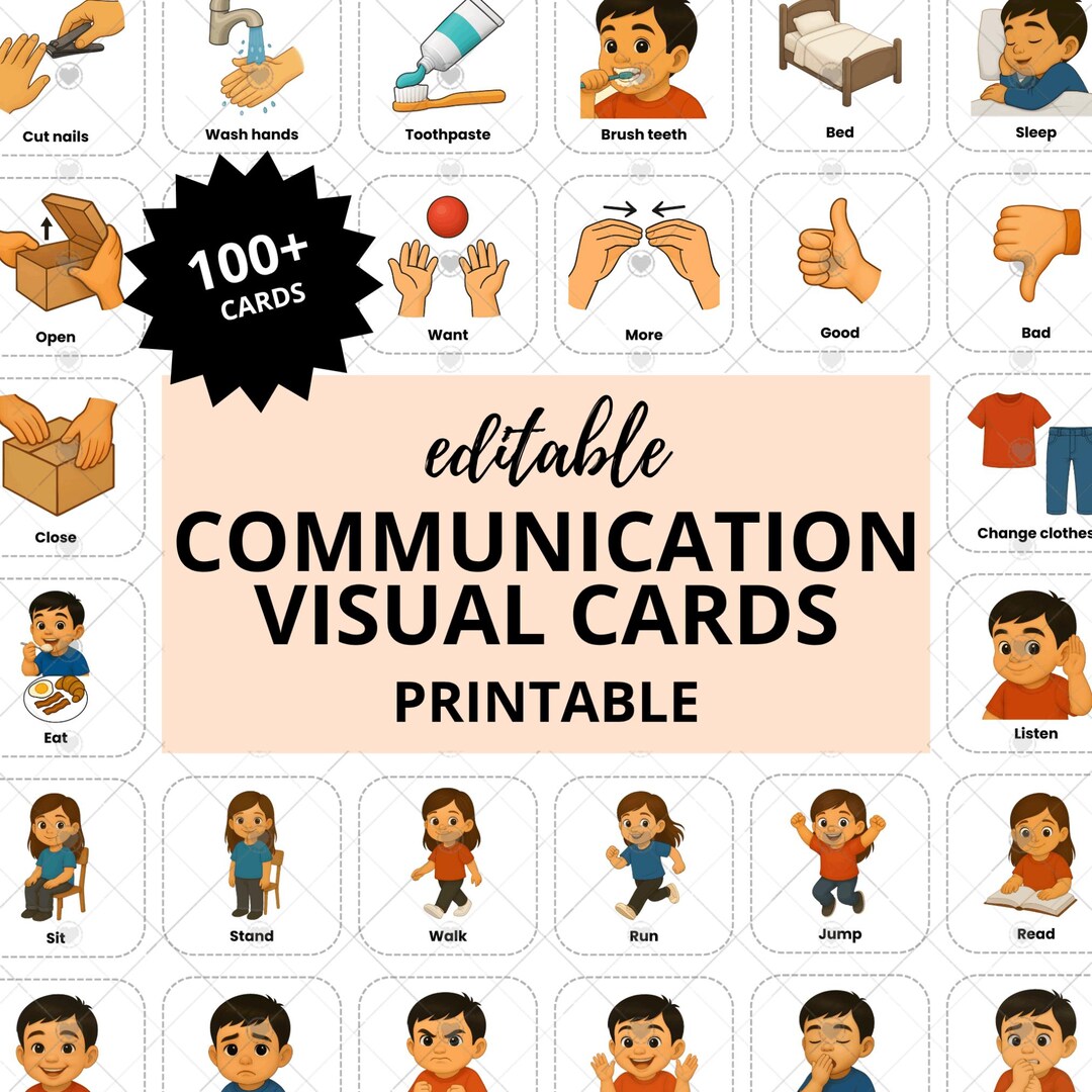 Printable Communication Cards: Visual Supports for Autism (PDF) - Etsy