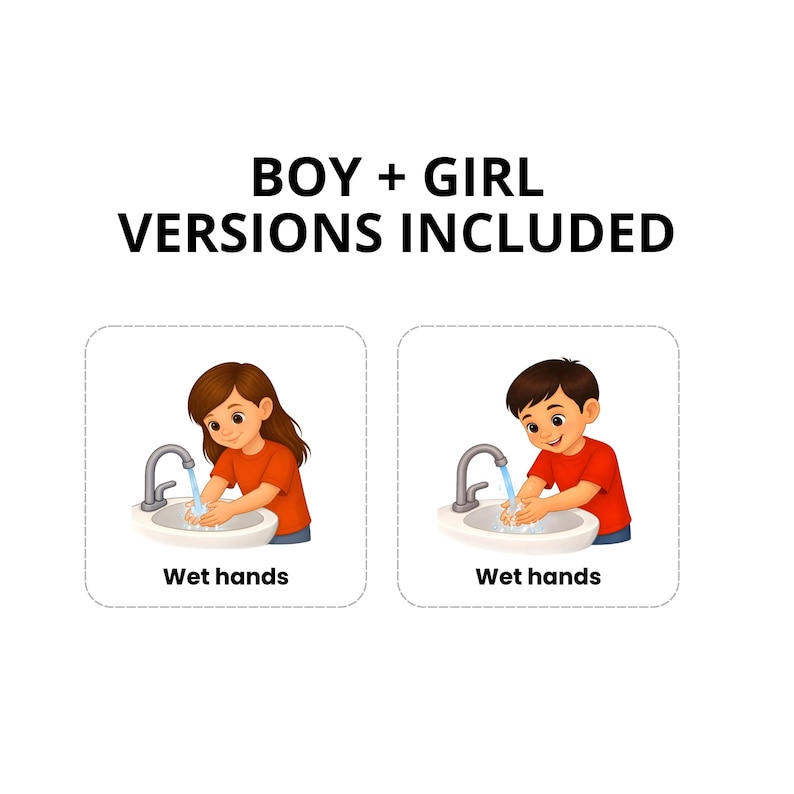 Hand Washing Visuals for Kids, Autism and Preschool, Hygiene Routine ...