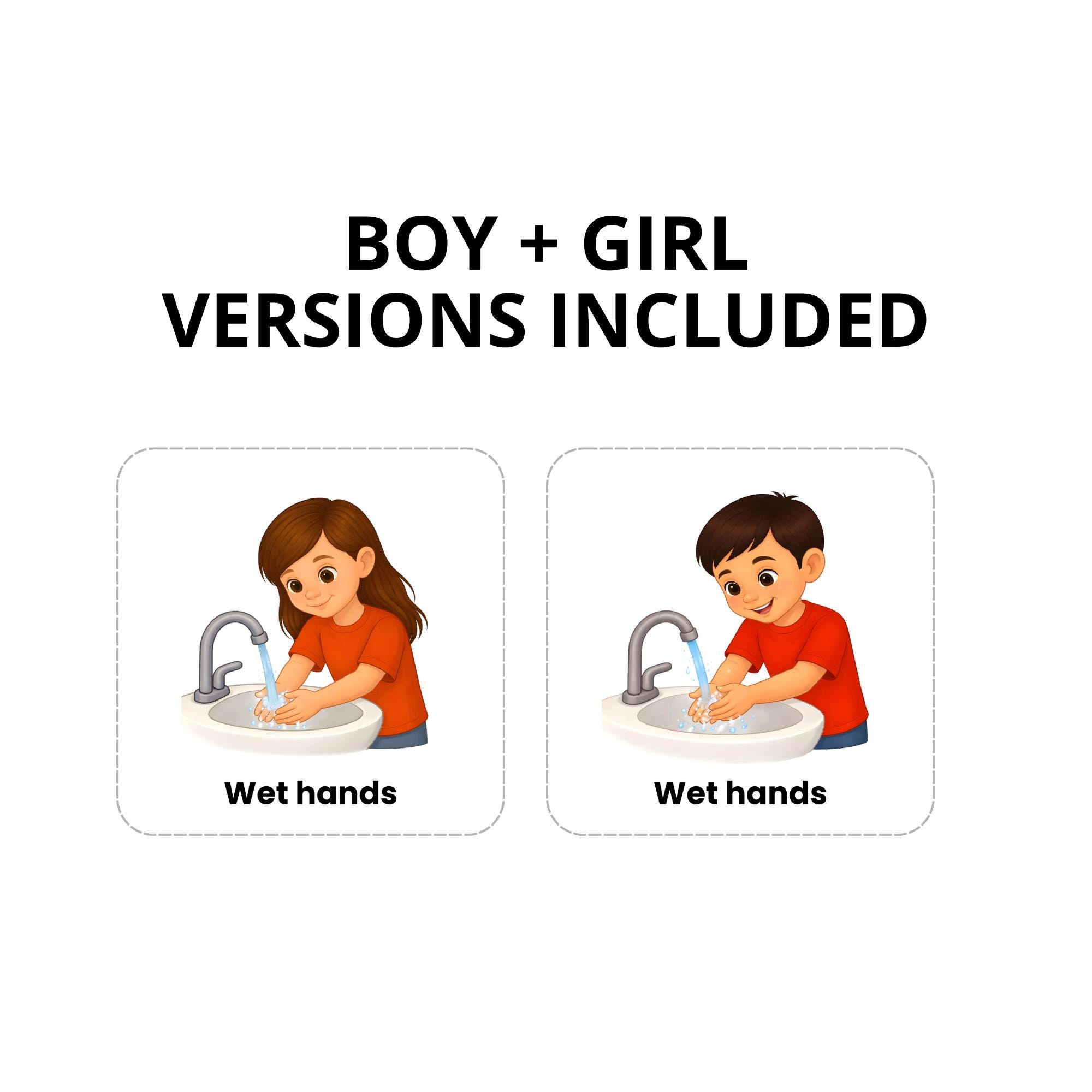 Hand Washing Visuals for Kids, Autism and Preschool, Hygiene Routine ...