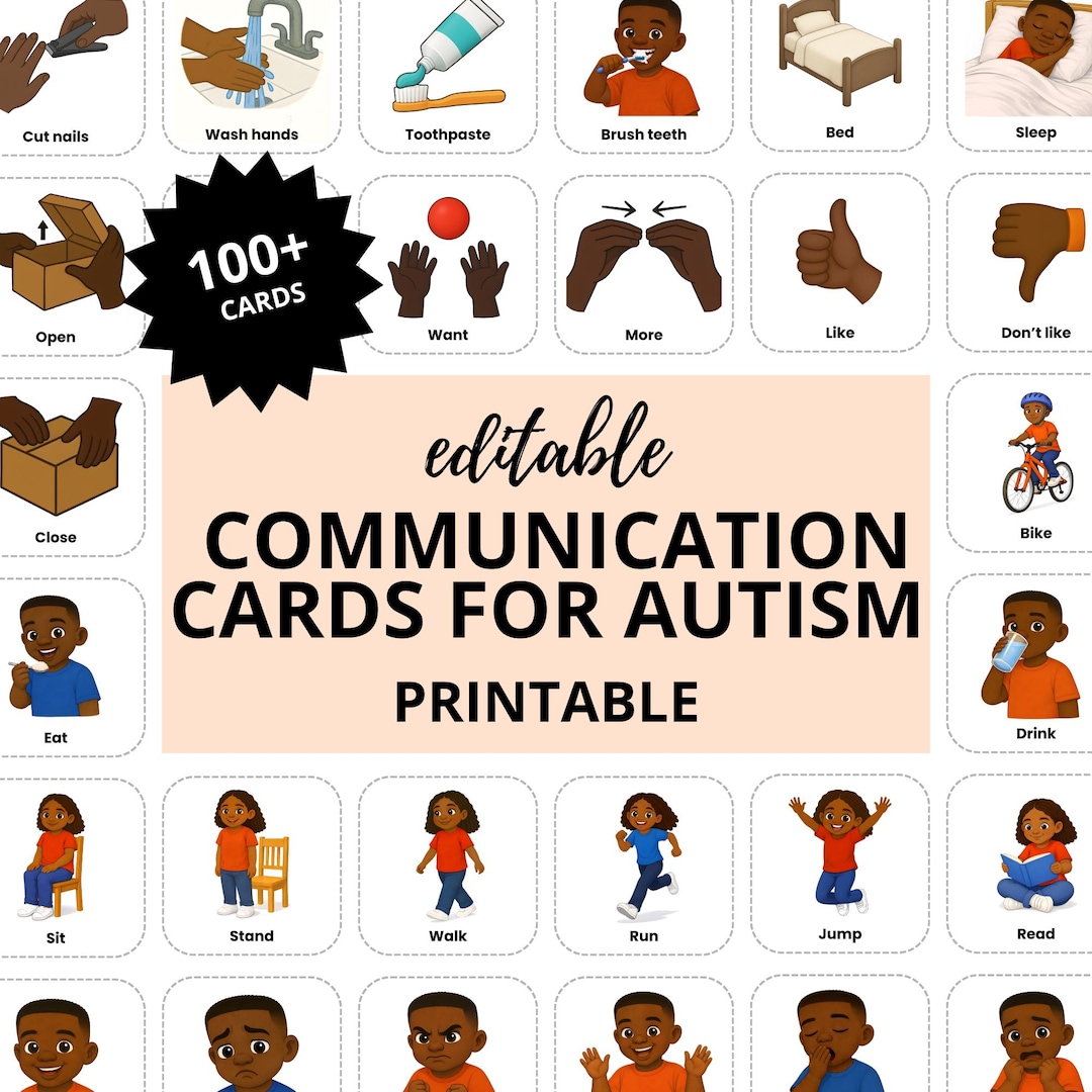 Editable Communication Cards for Autism: Visual Routine Flashcards ...