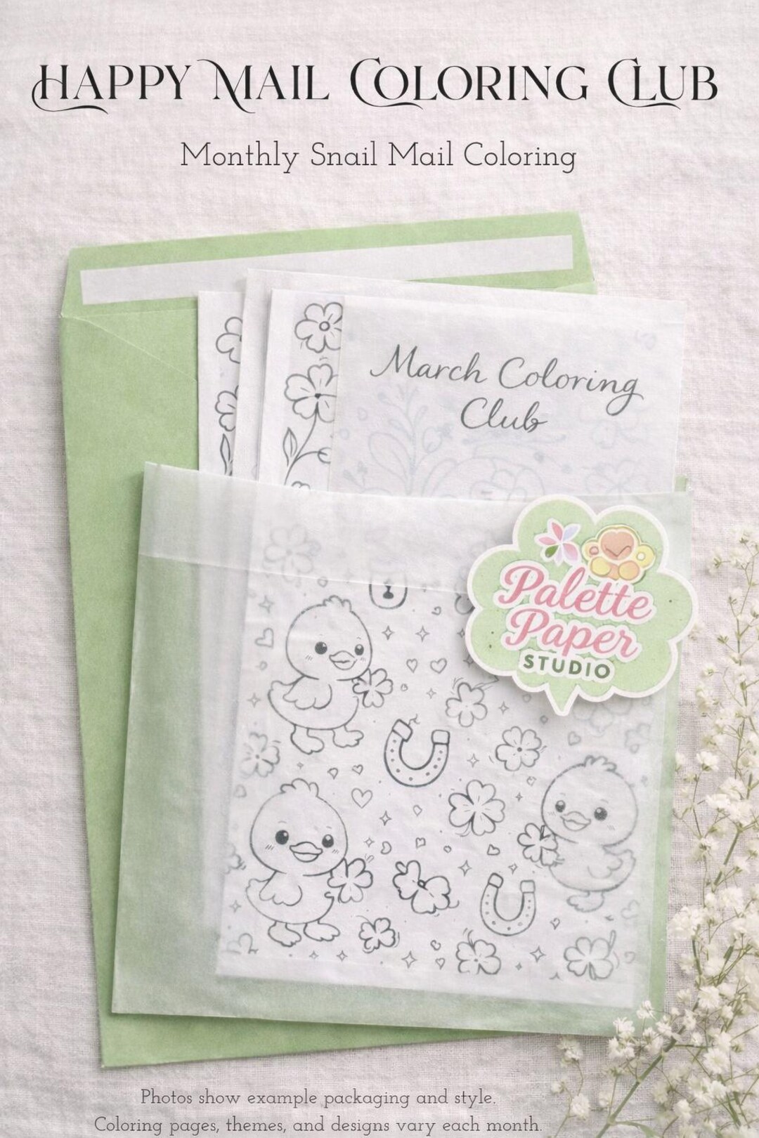 Monthly Coloring Pages Snail Mail Subscription – Cozy Story & Sticker ...