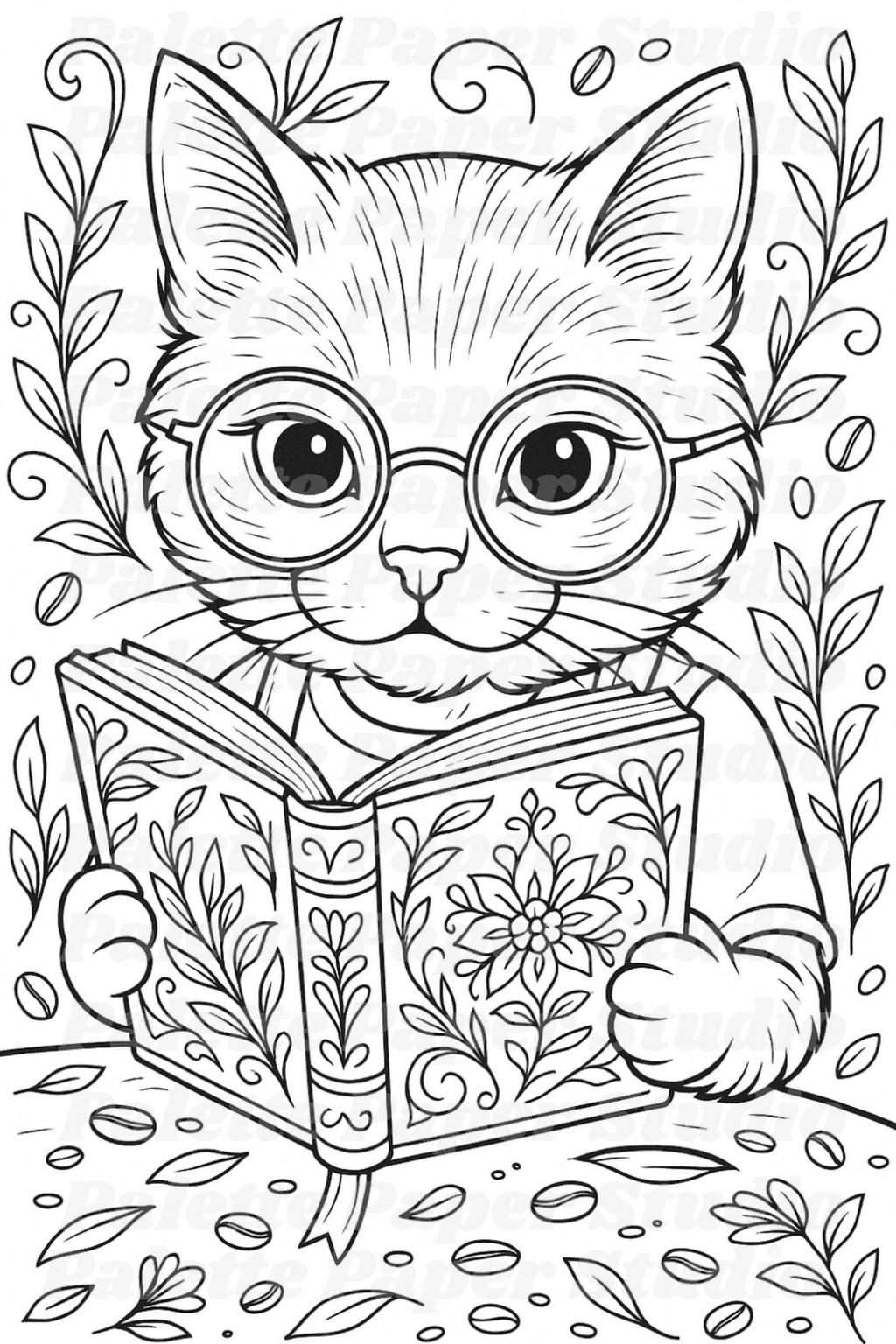 Cozy Cat Café Adult Coloring Pages, 20 Pages, Printable PDF - Etsy