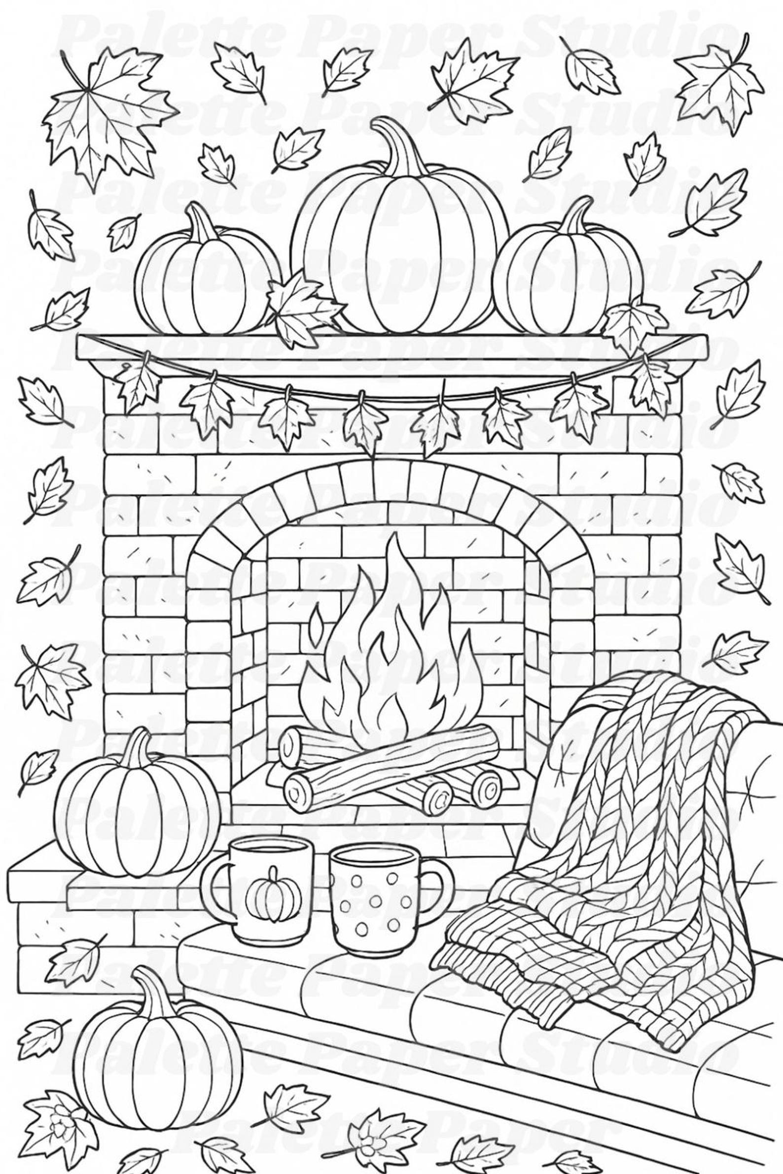 20 Intricate Fall Coloring Pages for Adults – Cozy Digital Download ...