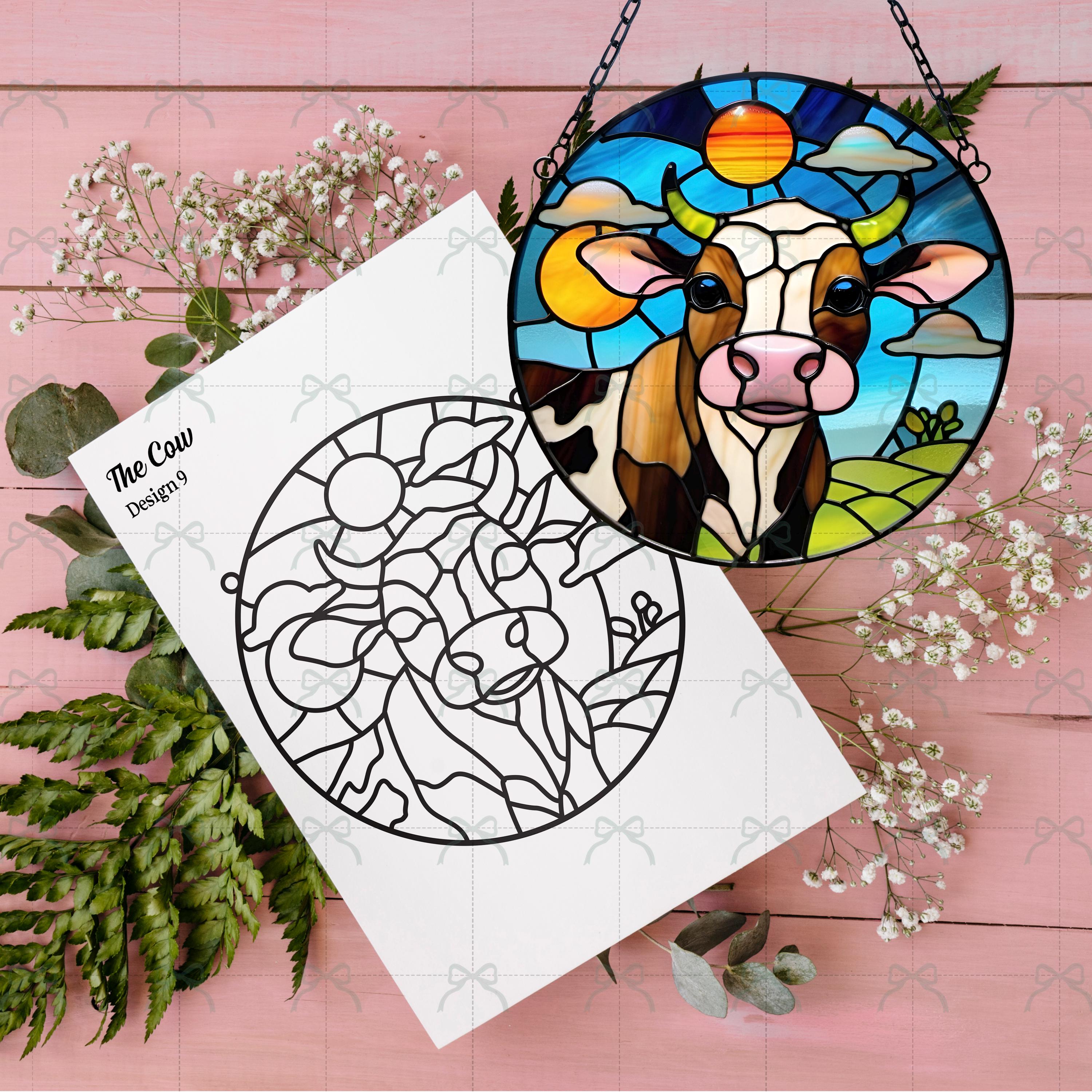 Cow Stained Glass Pattern Digital Download, Cow Glass Suncatcher ...