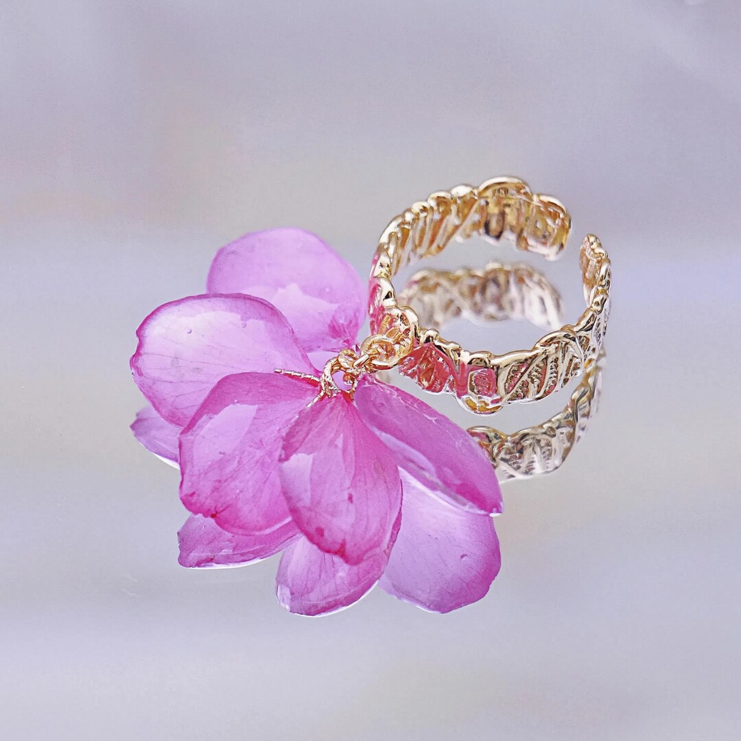 Handcrafted Cherry Blossoms Ring: Made of Real Cherry Blossoms Petals ...