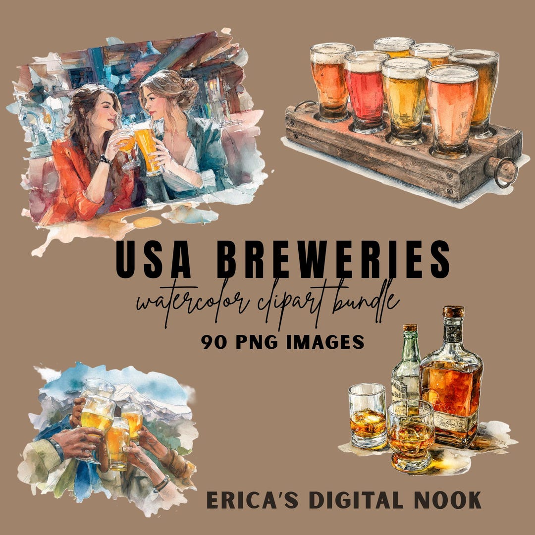 USA Breweries Watercolor Clipart Bundle | Craft Beer Art | Brewery ...