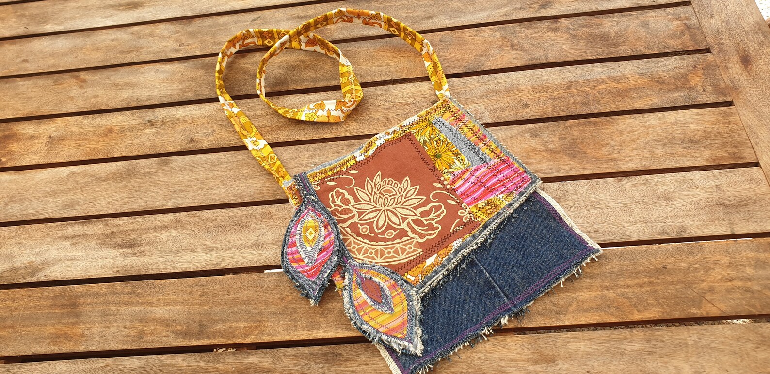 Upcycled Happy Hippie Bag - Etsy