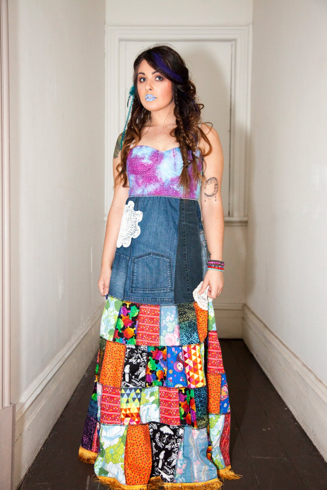 Patchwork Dress Recycled Upcycled Bohemian Babe - Etsy