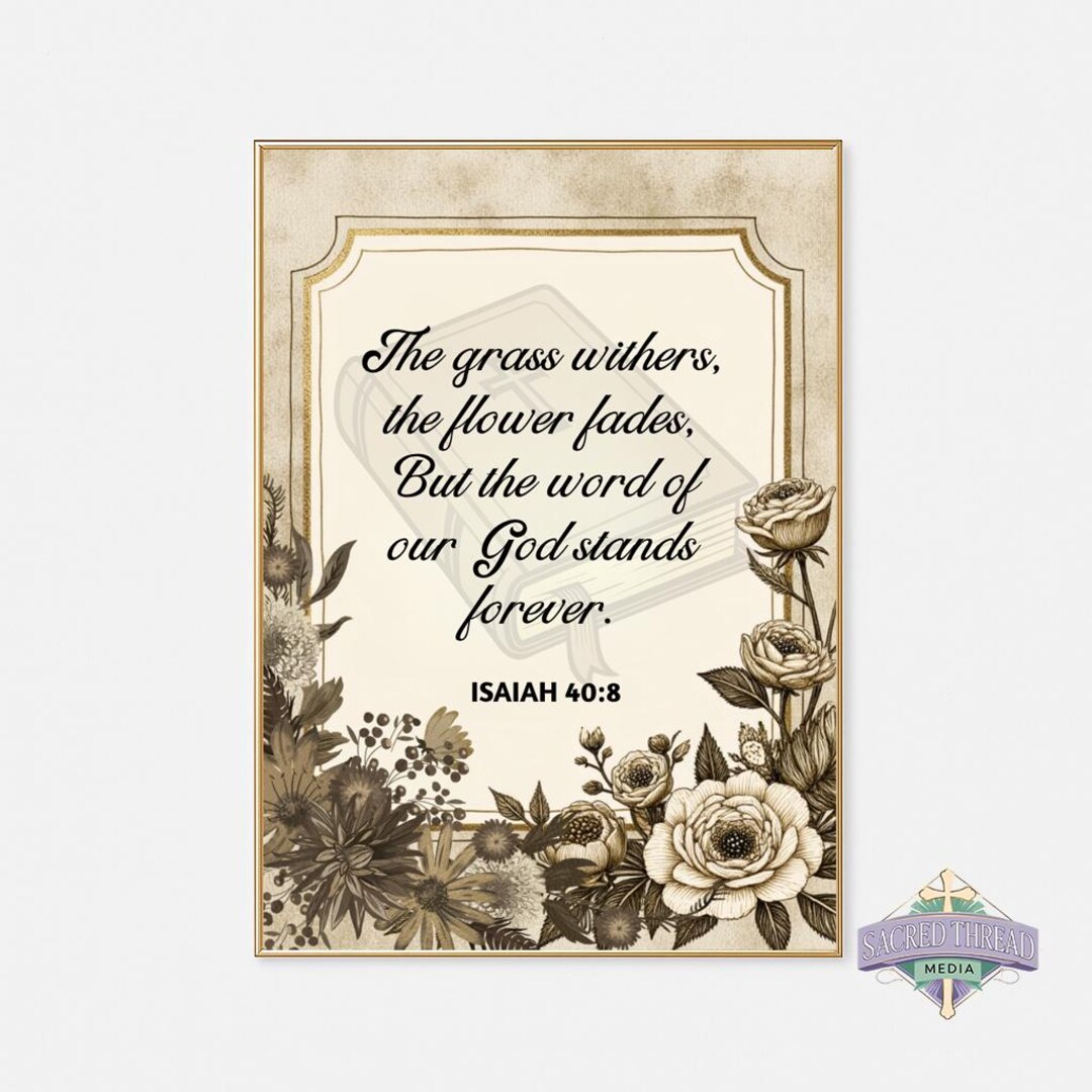 Isaiah 40:8 Scripture Print | Vintage Floral Bible Verse (digital ...