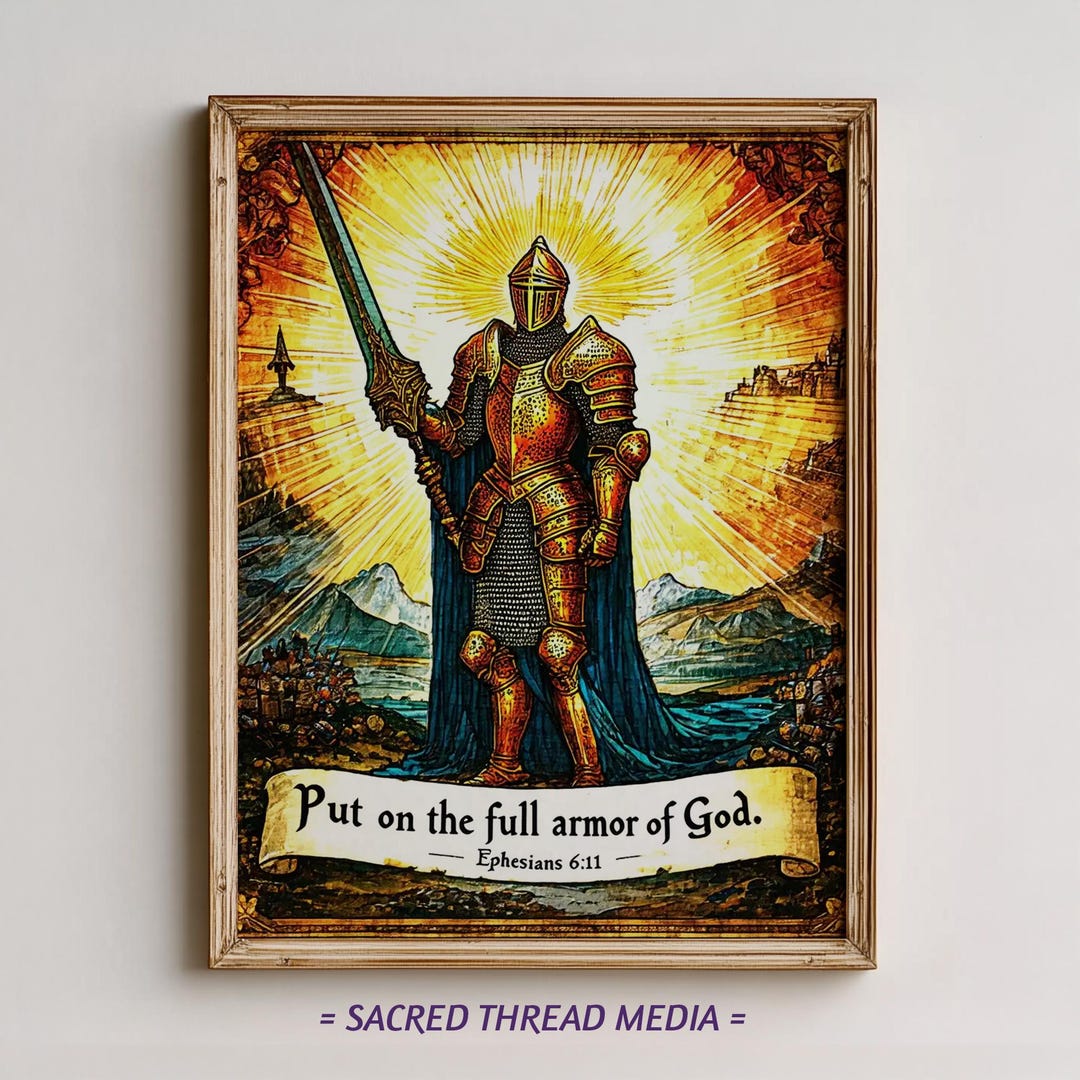 Bold Medieval Knight in Armor With Scripture Verse - Dramatic Faith ...