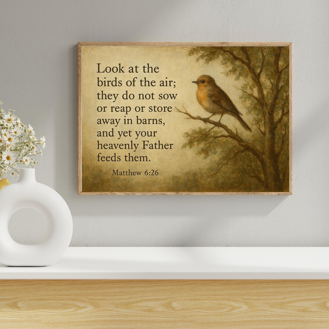 Rustic Songbird Bible Verse Art – Matthew Scripture Printable Wall ...