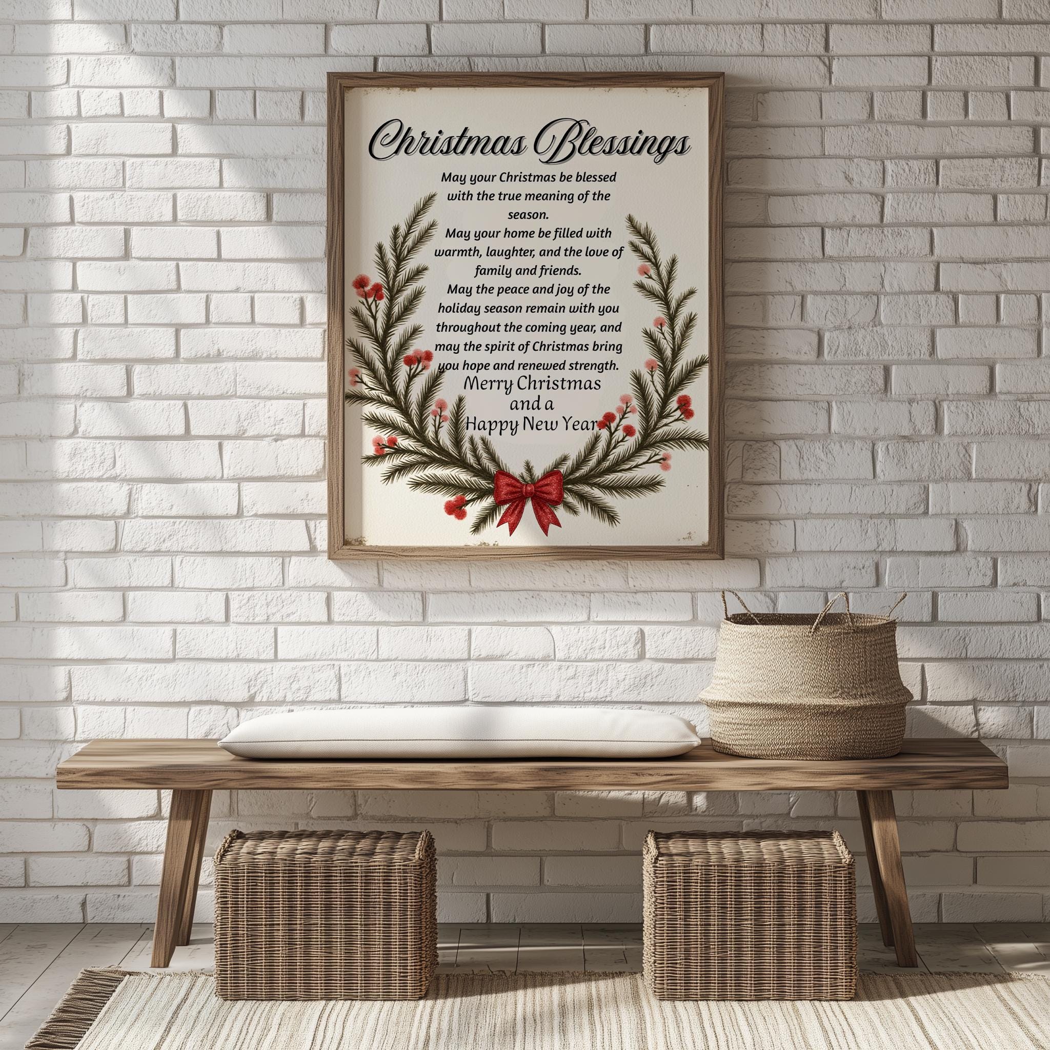 Christmas Blessings Poem Print, Farmhouse Holiday Decor (digital ...
