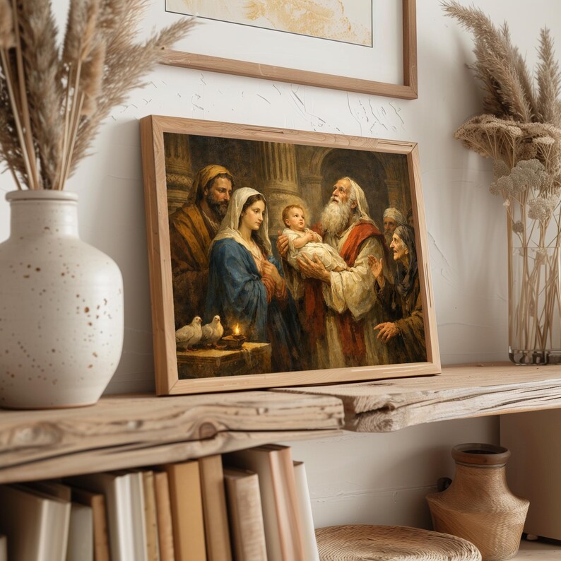 Printable Vintage Presentation of Jesus Scene - Traditional Religious ...