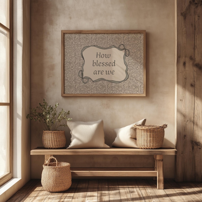 Christian Wall Art: How Blessed Are We - Neutral Print Hand Drawn Faith ...