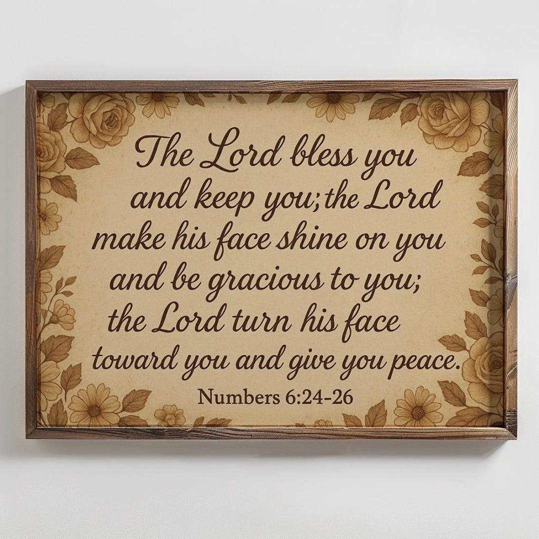 Farmhouse Bible Verse Wall Art, Rustic Typographic Priestly Blessing ...