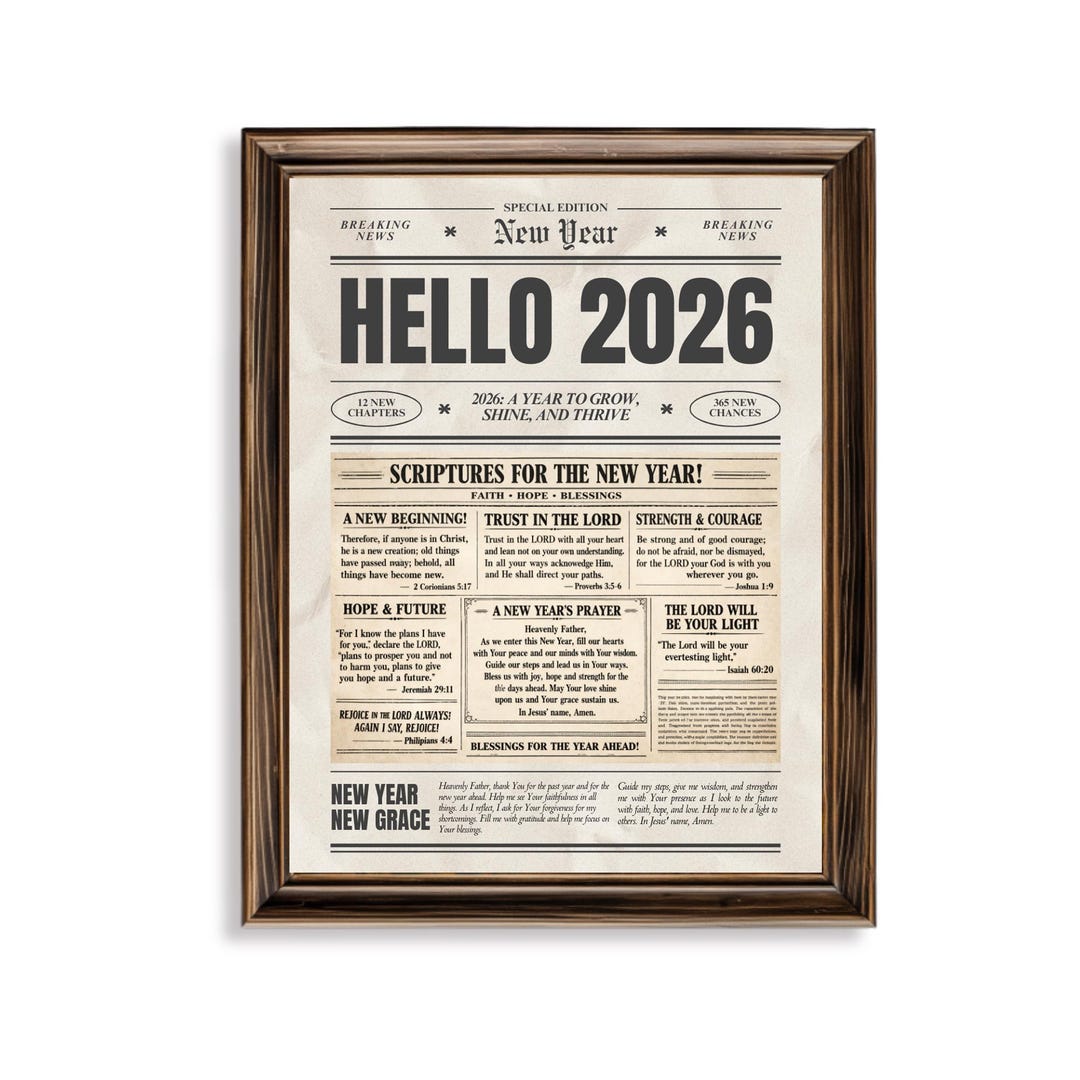 Hello 2026 Newspaper-style Art - Vintage Typographic New Year Print ...