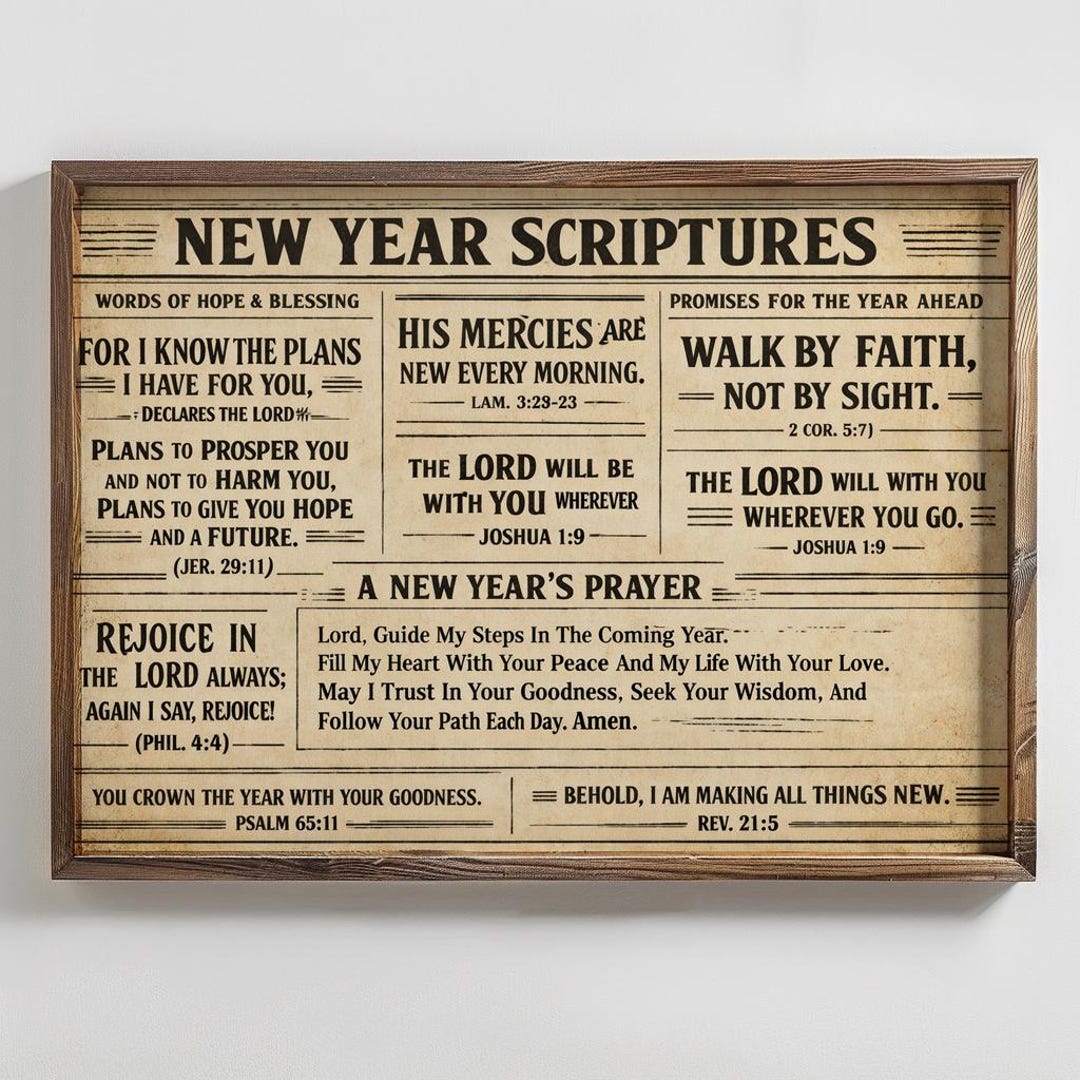 New Year Scriptures Printable – Rustic Farmhouse Bible Verse Art ...