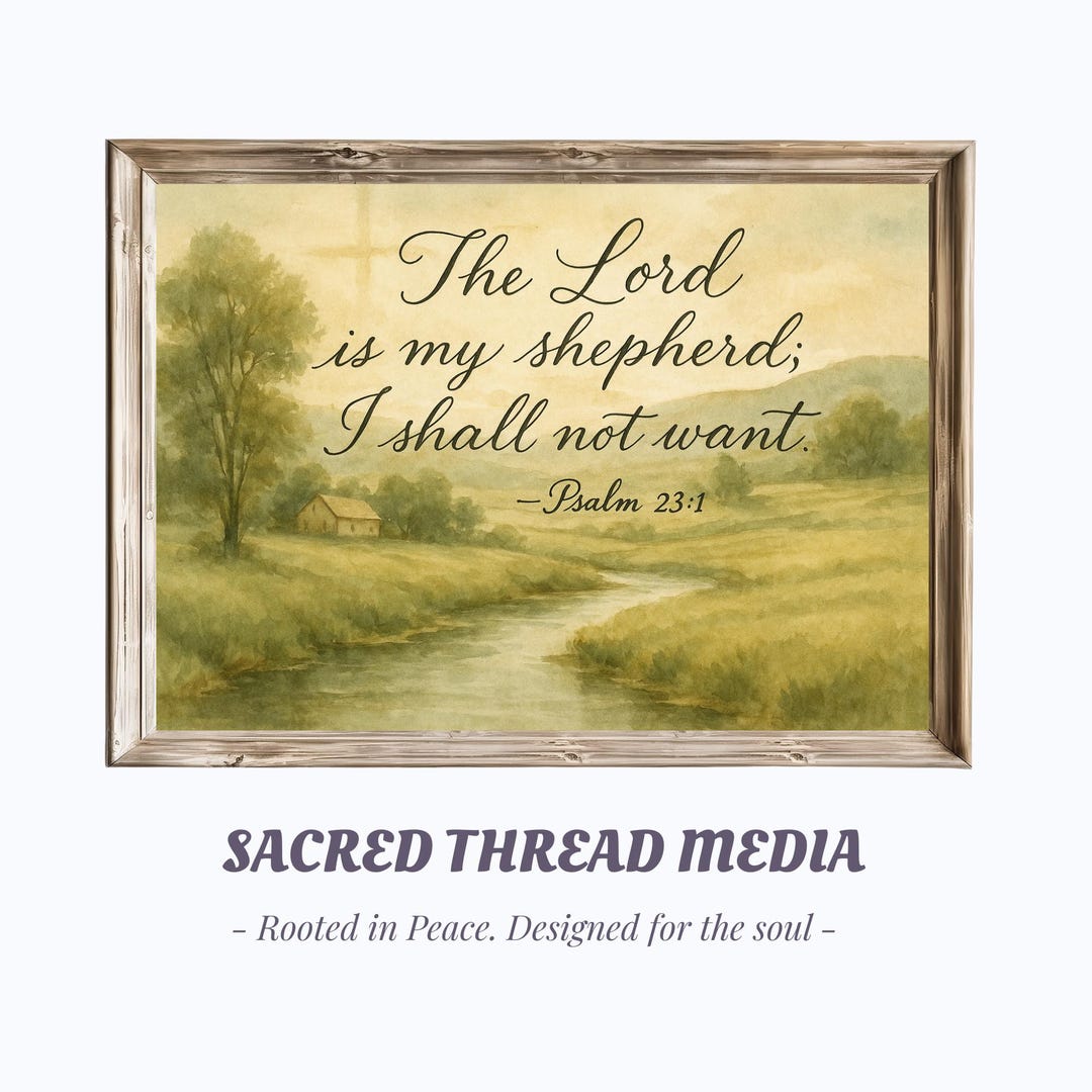 Rustic Farmhouse Scripture Printable Wall Art, Psalm 23 Watercolor ...