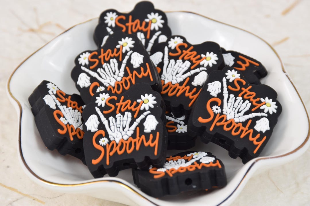 Halloween Stay Spooky Skeleton Hand Silicone Beads,loose Pen Beads ...
