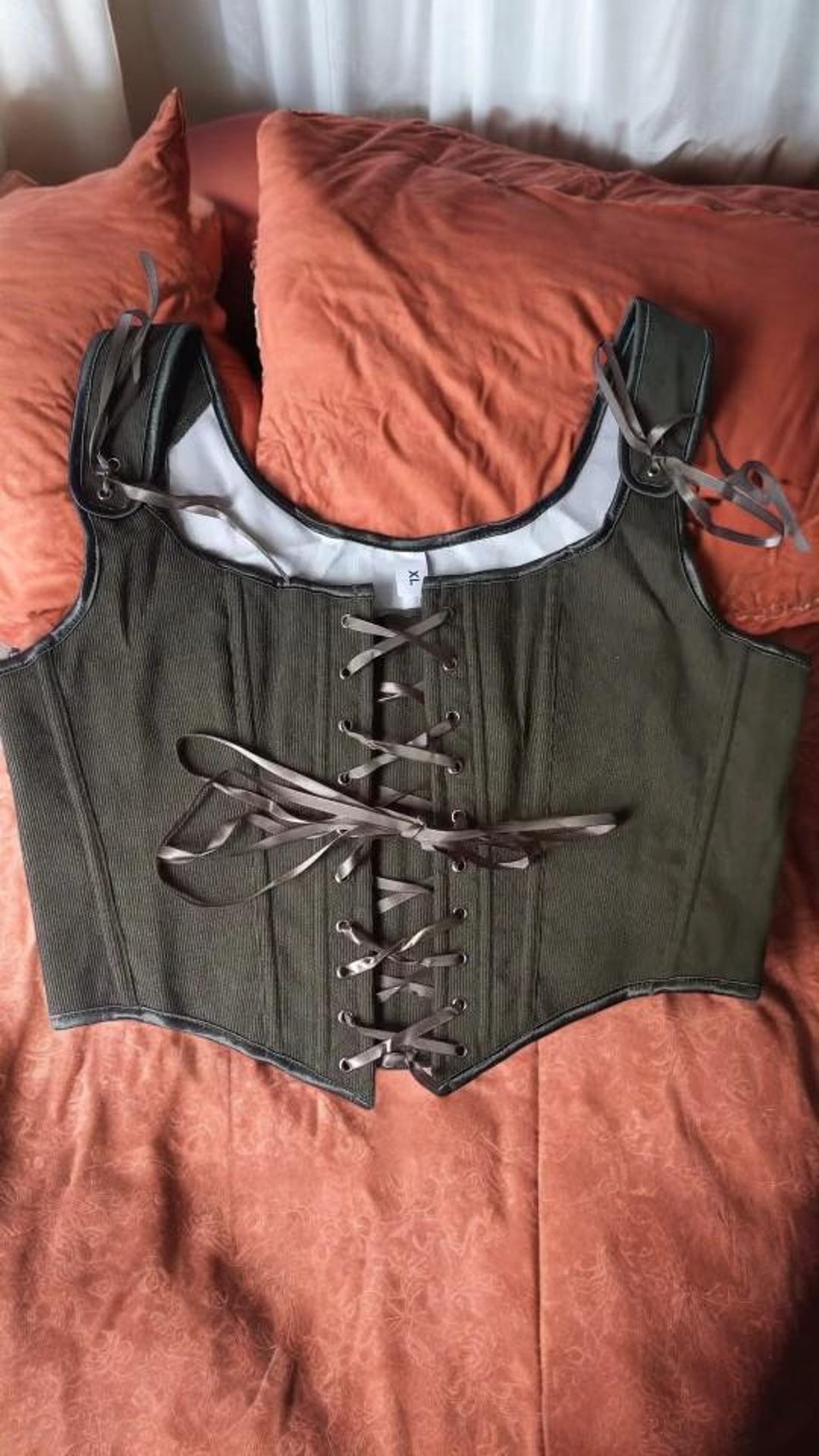 Green Corset Top | Renaissance Bodice Vest | Medieval Waist Cincher ...