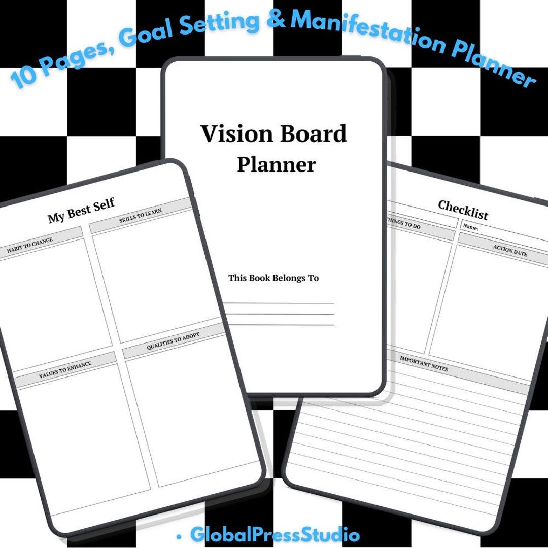 Vision Board Printable PDF – 10 Pages, Goal Setting & Manifestation ...