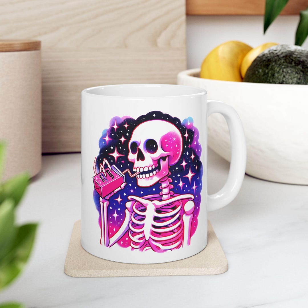 Gothic Skeleton Anti Anxiety Juice Mug: Funny Skull Coffee Cup - Etsy