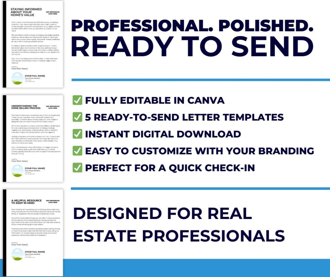 Seller Farming Letter System | 5 Evergreen Real Estate Letters | Canva ...