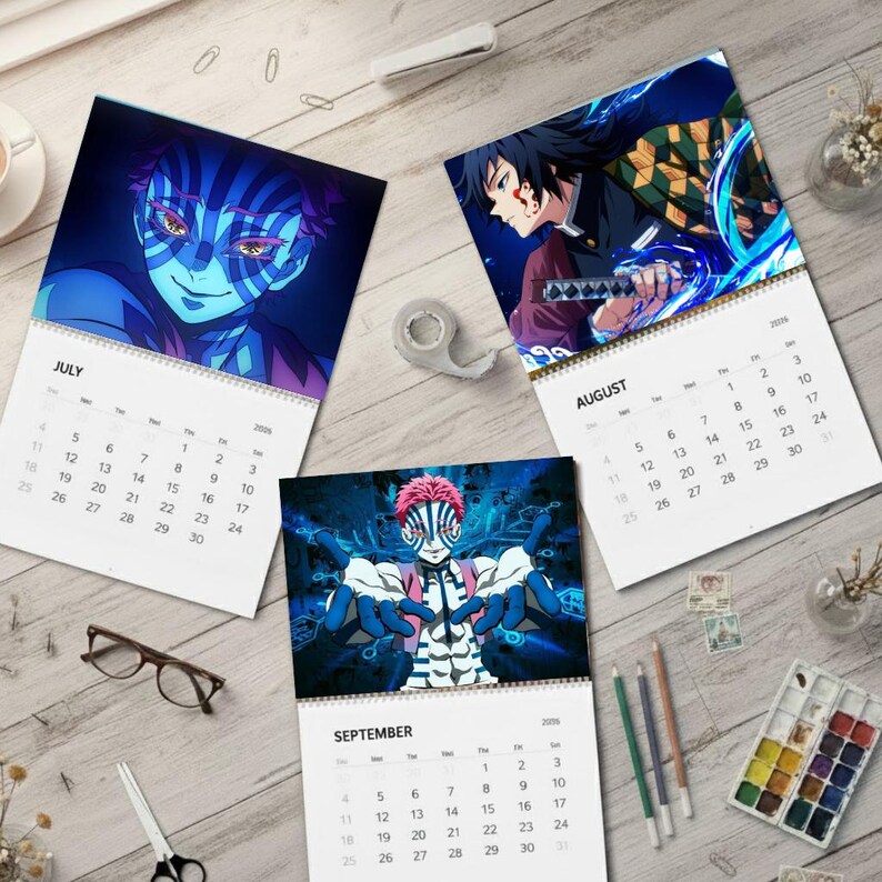 Demon Slayer 2026 Wall Calendar, Tanjiro, Nezuko, Zenitsu, Inosuke ...