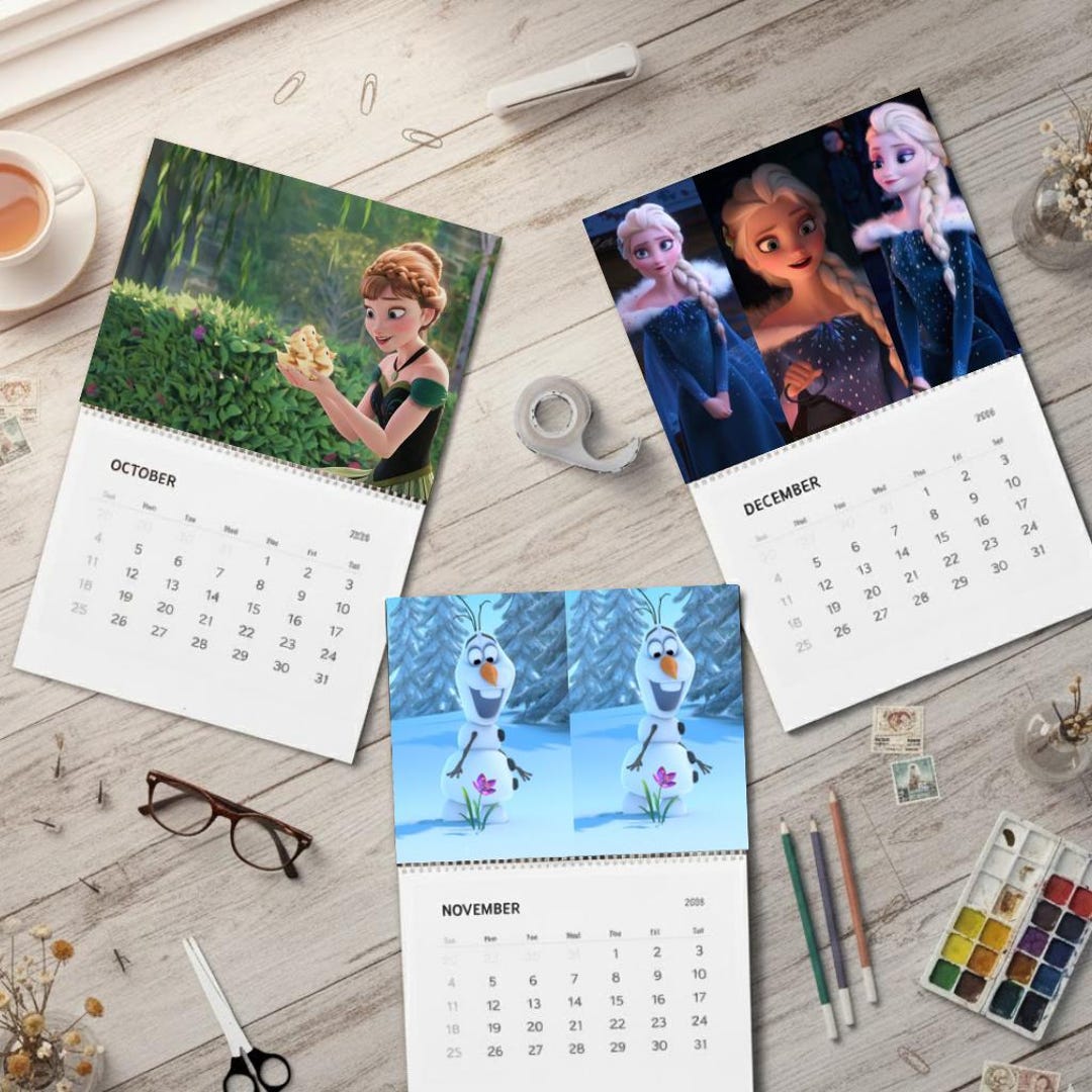 Frozen 2026 Wall Calendar, Elsa, Anna, Olaf - Etsy UK