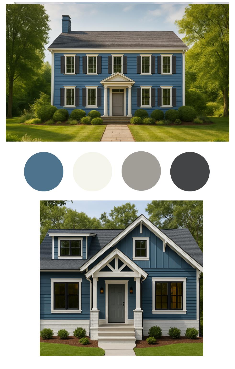 Blue Exterior Colors – 4 Harmonious Palettes With Variations (benjamin ...