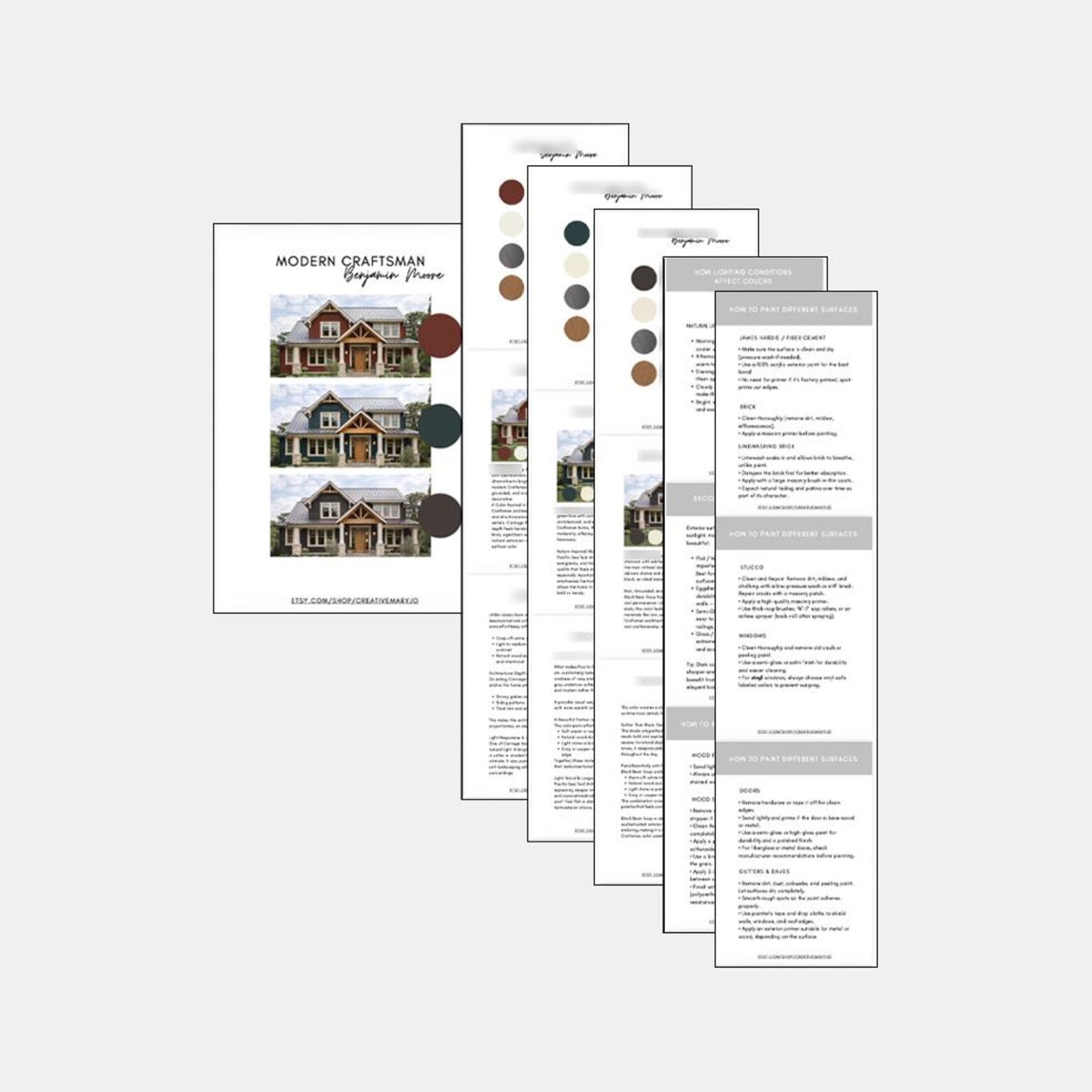 Modern Craftsman Color Palette - 3 Options (benjamin Moore) - Etsy