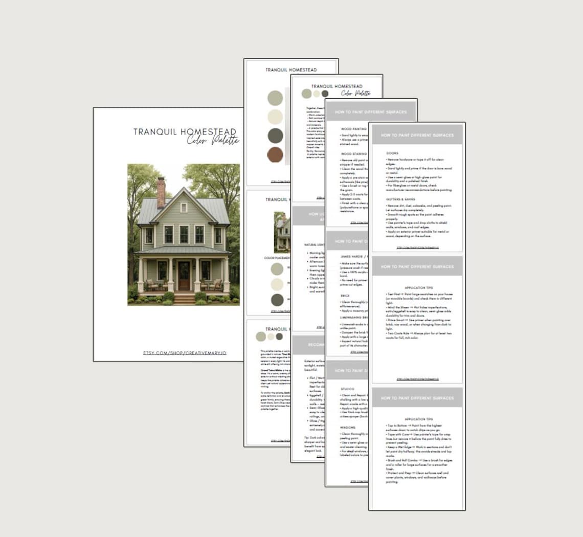 Tranquil Homestead Exterior Color Palette (benjamin Moore) - Etsy