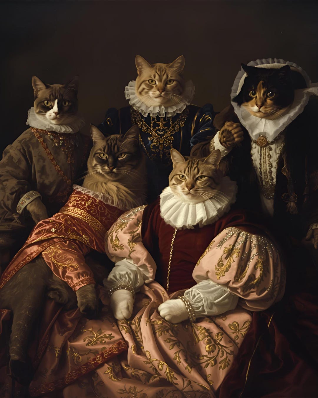 Velázquez-inspired Baroque Group Portrait of Aristocranic Cats in ...