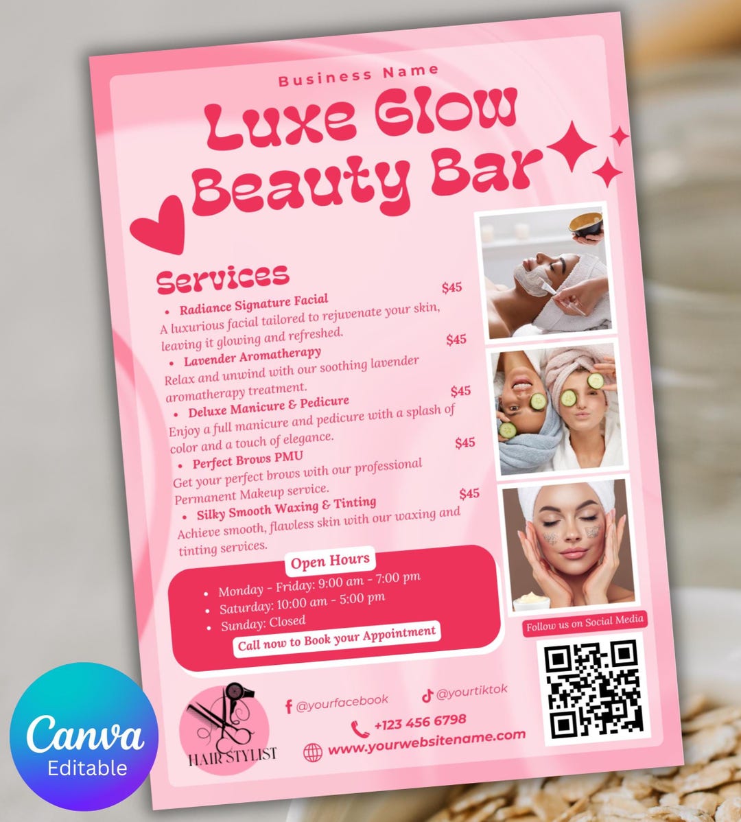 Esthetician Facials Flyer: Salon Spa Treatment, Canva Editable (digital ...