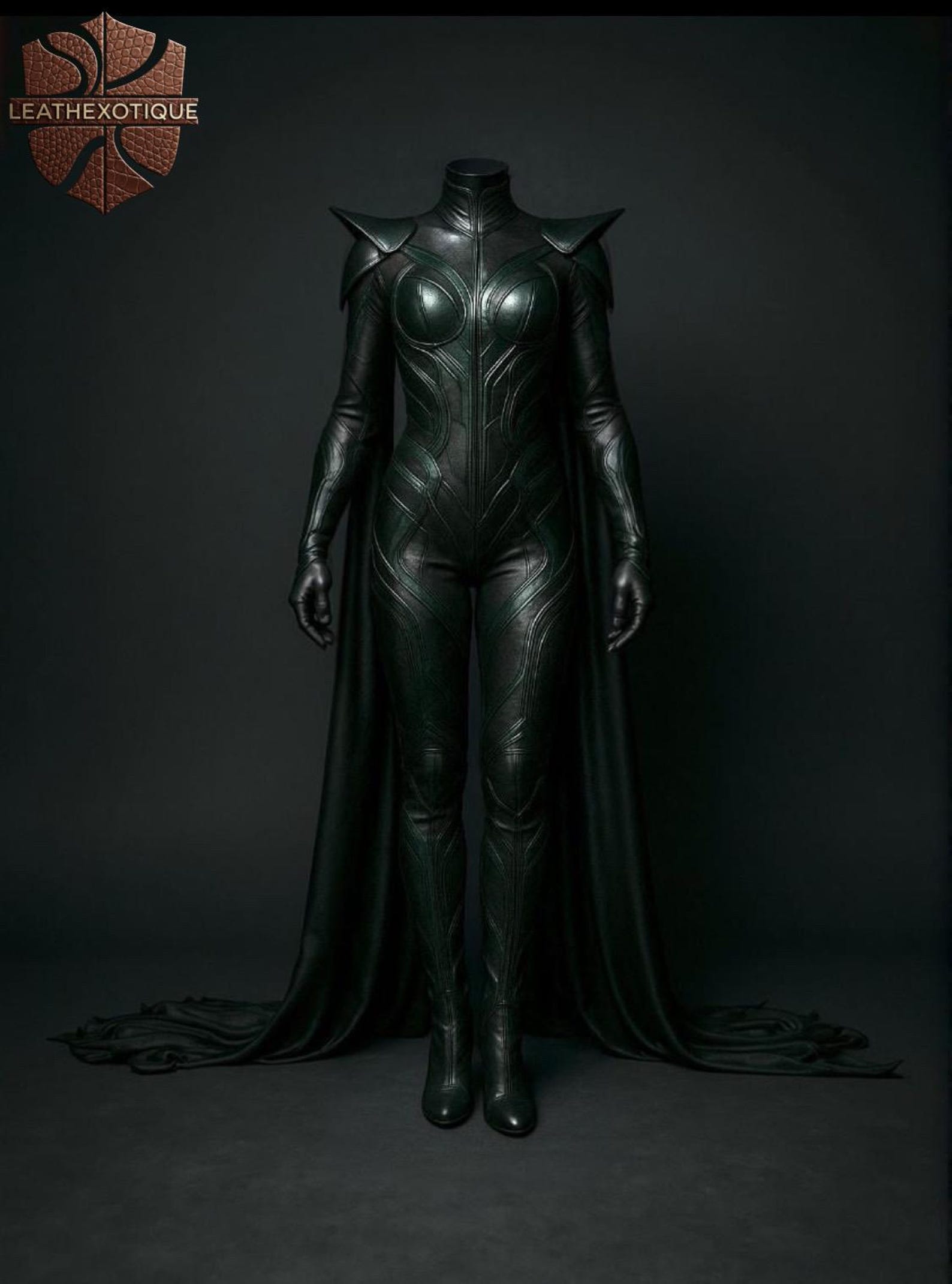 Handmade Hela Leather Bodysuit With Cape | Custom Marvel Cosplay - Etsy