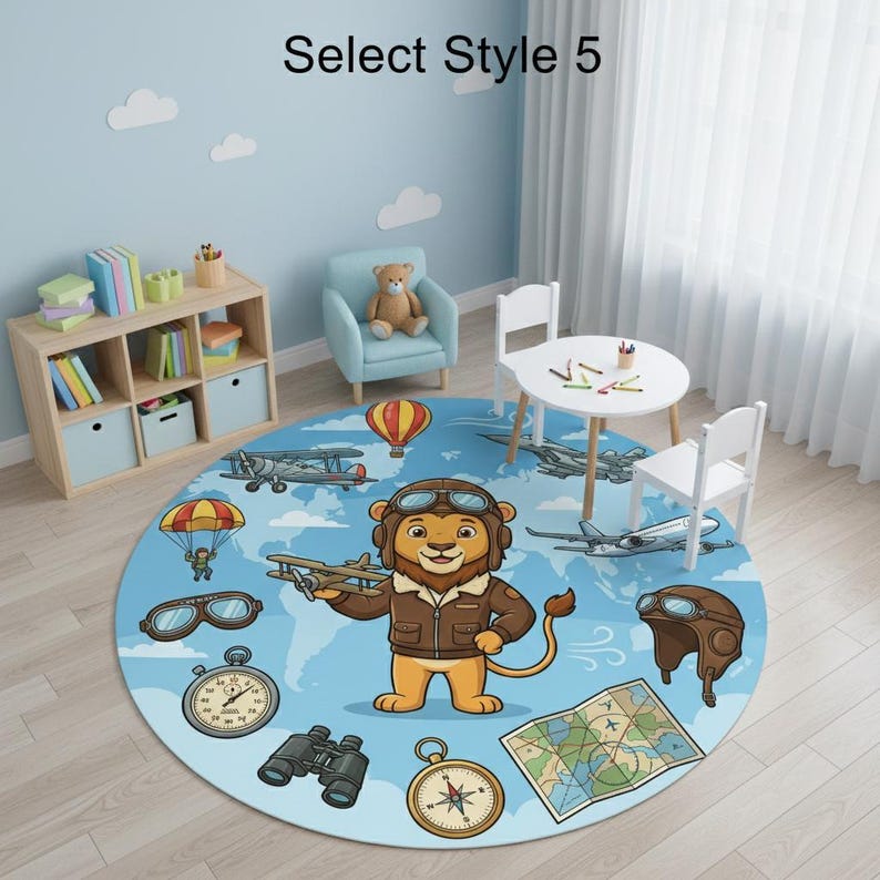 Winnie the Pooh Adventure Map Rug, Bear Friends Play Mat, Lion Pilot ...