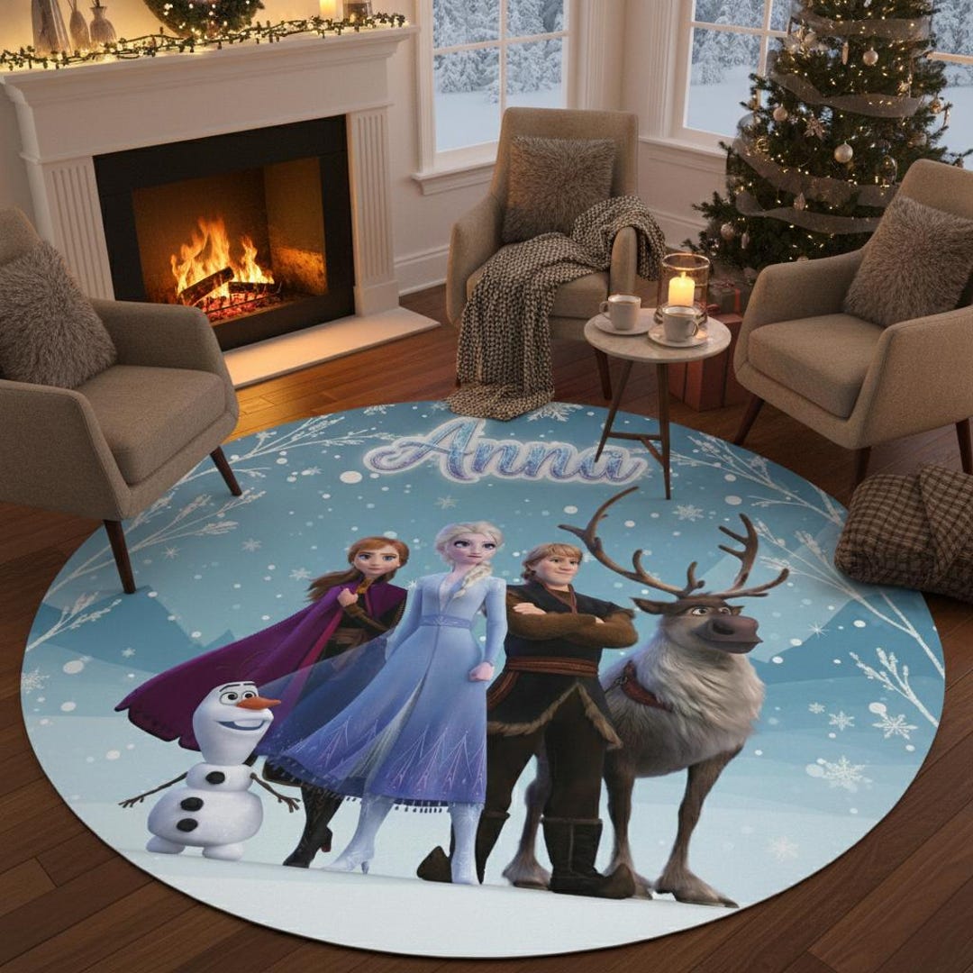 Frozen Round Rug, Personalized Elsa Carpet, Disney Princess Nursery ...