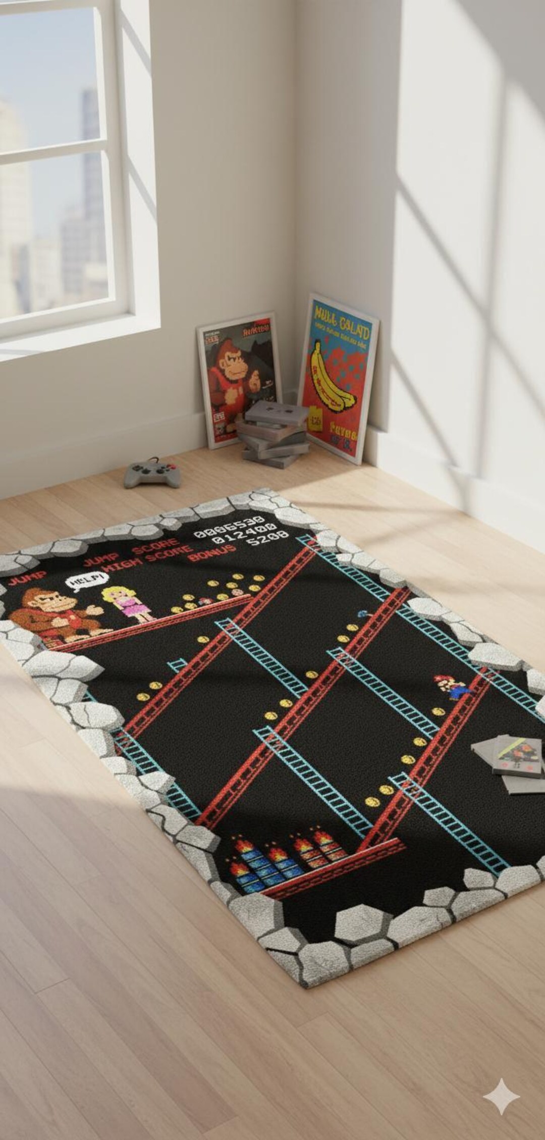 Mario Jumpman Level Mat | Old School Gamer Room Accent - Etsy