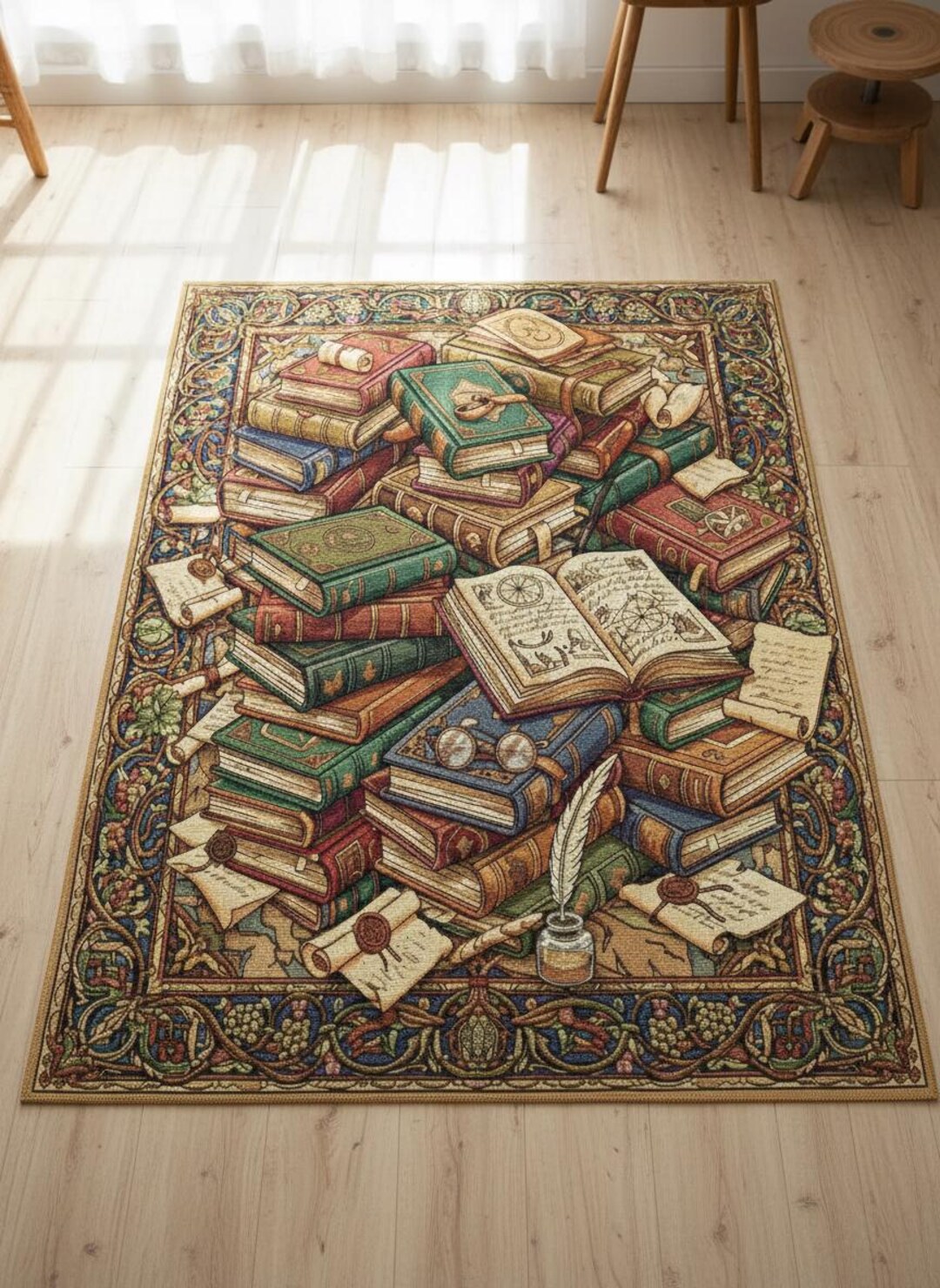 Dark Academia Rug, Vintage Library Decor, Bookish Area Mat - Etsy