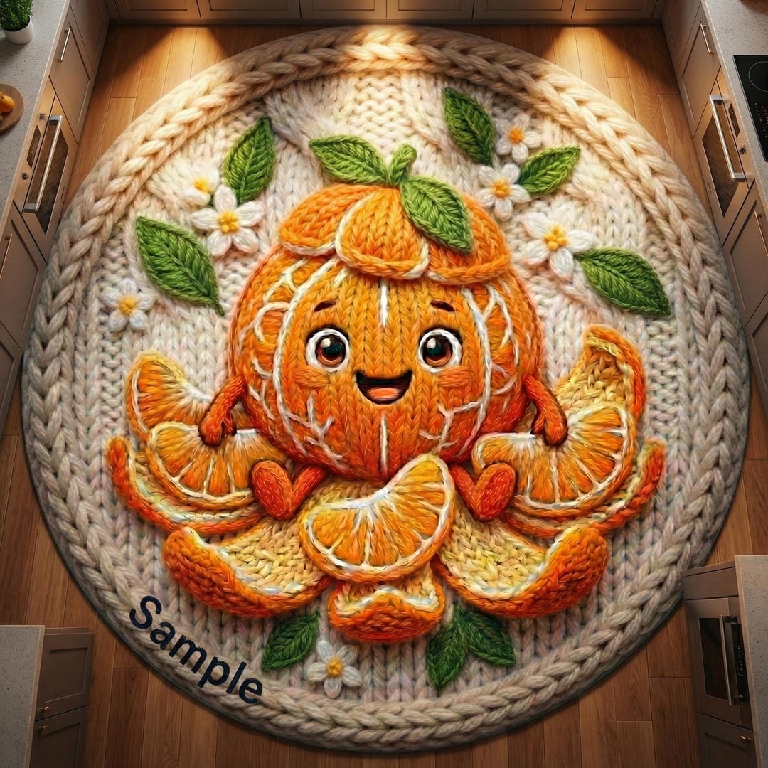Fruit Slice Round Rug, 3D Effect Kitchen Mat, Lemon Strawberry ...
