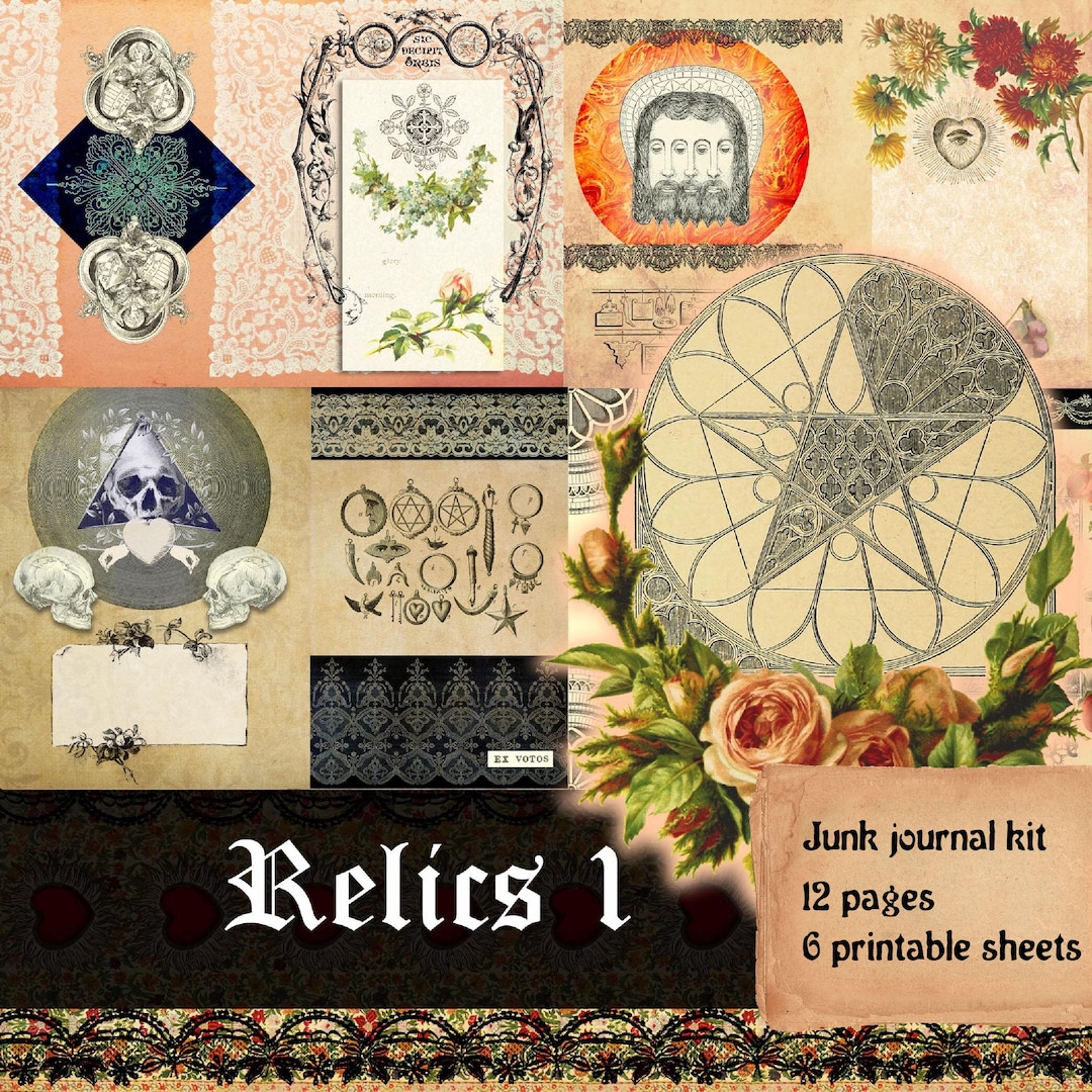 Printable Relics I - Printable Kit Set for Junk Journal Bullet Bujo ...