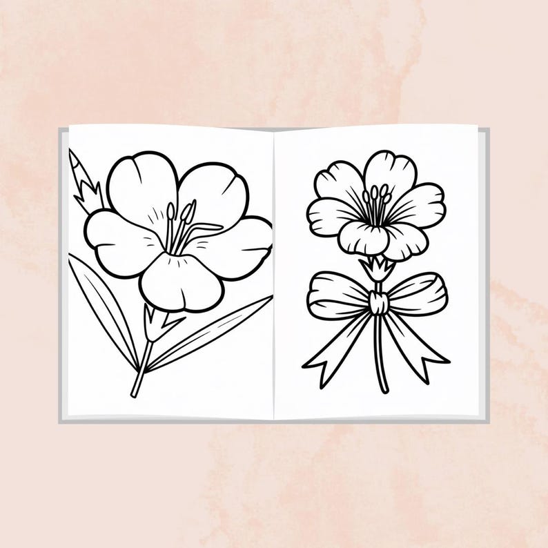 Elegant Clarkia Flower Coloring Pages Adults and Kids Coloring Book ...
