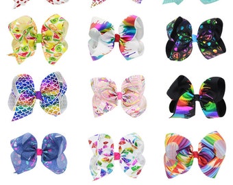 Set of 10 8 large girl bows girl hair bows extra | Etsy