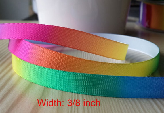 50 Yards 3/8 Rainbow Satin Ribbon Rainbow Ribbon - Etsy