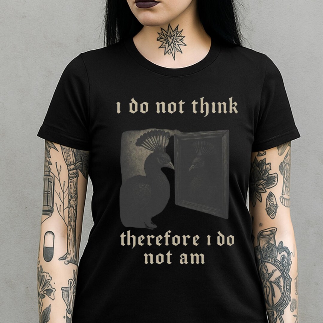 Gothic Peacock Shirt,funny Dark Aesthetic Bird Tee,vintage Goth Humor T ...