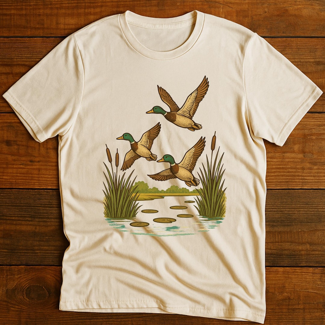 Stylish Mallard Ducks T-shirt | Vintage Wildlife Graphic Tee | Nature ...