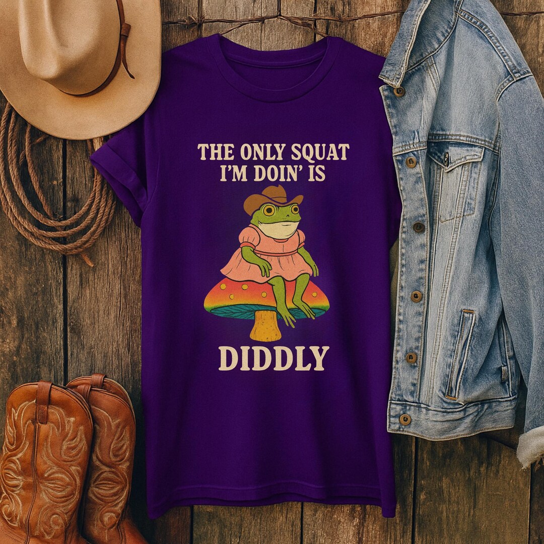 Funny Cowboy Frog T-shirt: Cottagecore Toad on Mushroom - Etsy