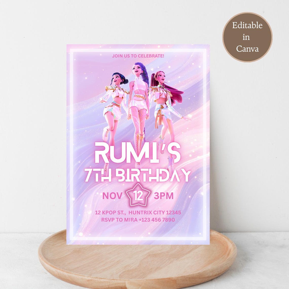 Kpop Huntrix Birthday Invitation, Kids Party Template (editable) - Etsy
